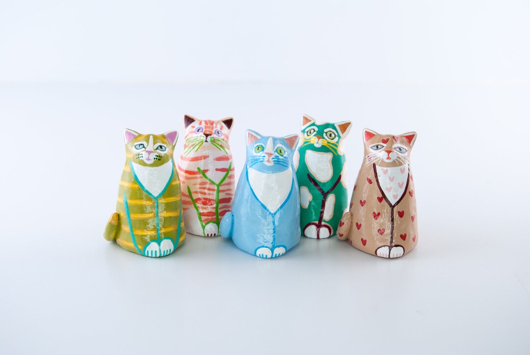 Choose Your Cat Figurine | Colorful Cats With Geometric Shapes | Cat ...