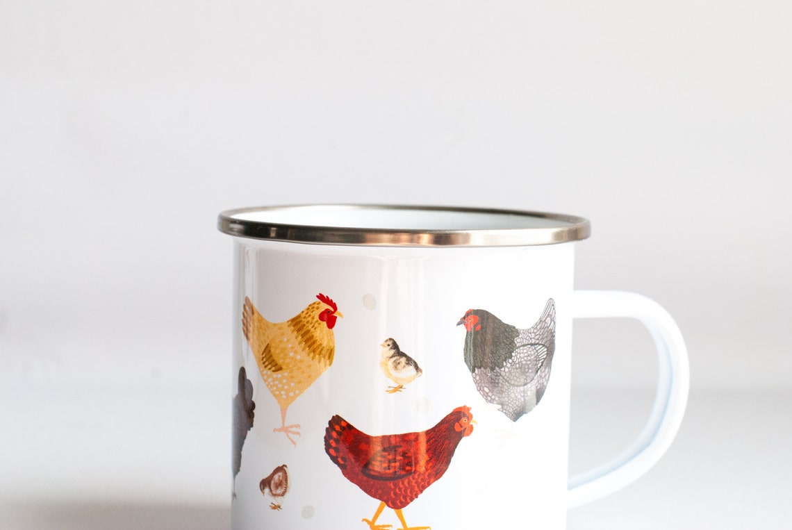 Chicken ENAMEL Coffee Mug Hens Chickens Coffee Mug 10oz - Etsy