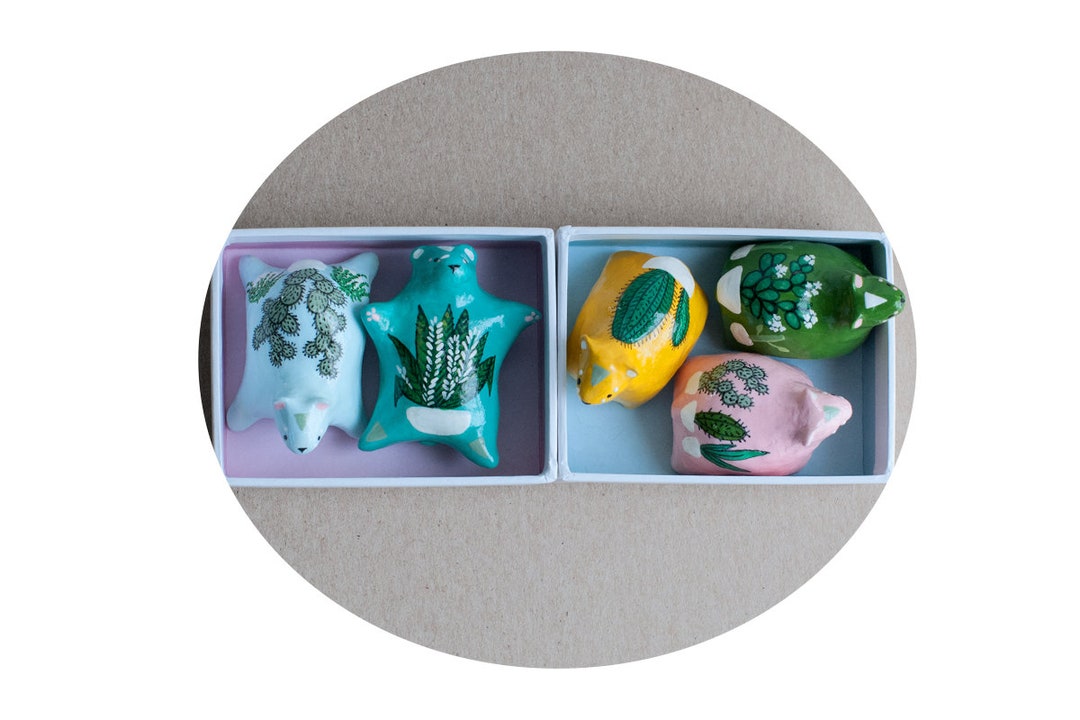 Plant Healing Bear Figurine | Lucky Crystal, Plant Lover Gift - Etsy