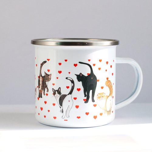 Cat Butt ENAMEL Coffee Mug Funny Cat Coffee Mug 10oz - Etsy