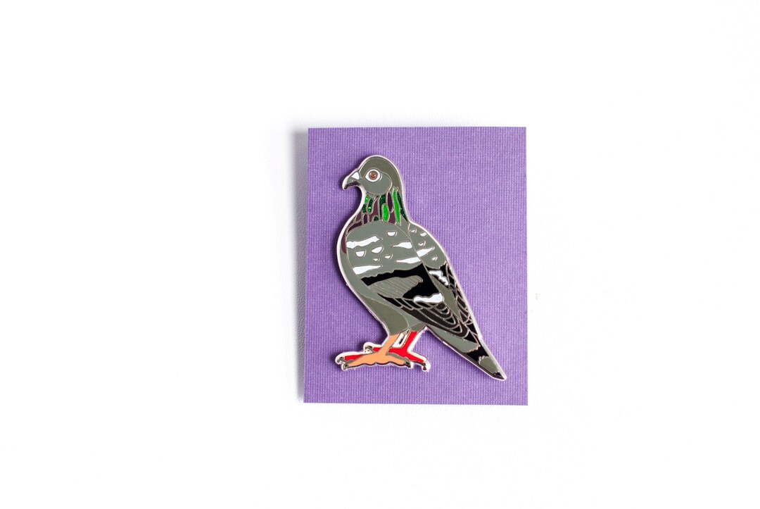 Large Pigeon Pin | 2" Pigeon Brooch | Pigeon Tie Tack | Enamel Jewelry ...