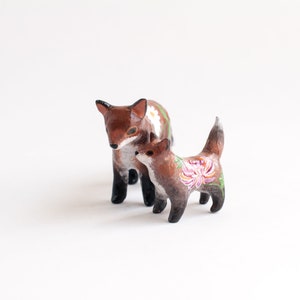 CUSTOM Parent and Baby Red Fox Talisman Choose Your Birth Flowers Fox ...