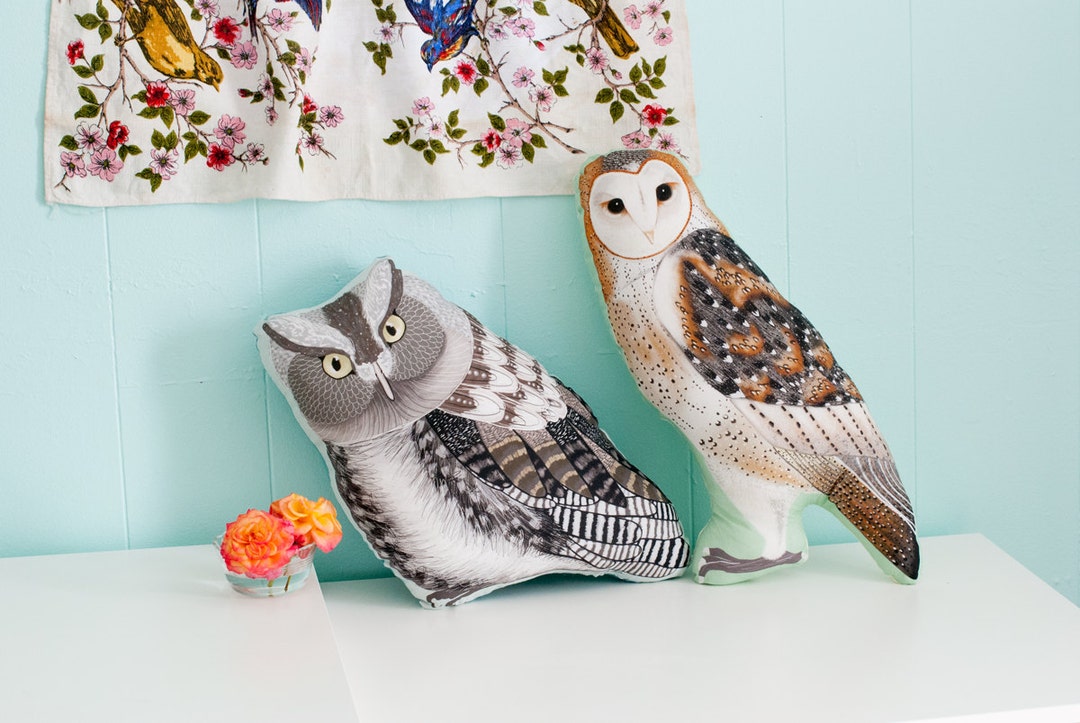Large Owl Plush Pillow – Combed Cotton, Bird Nursery Decor - Etsy