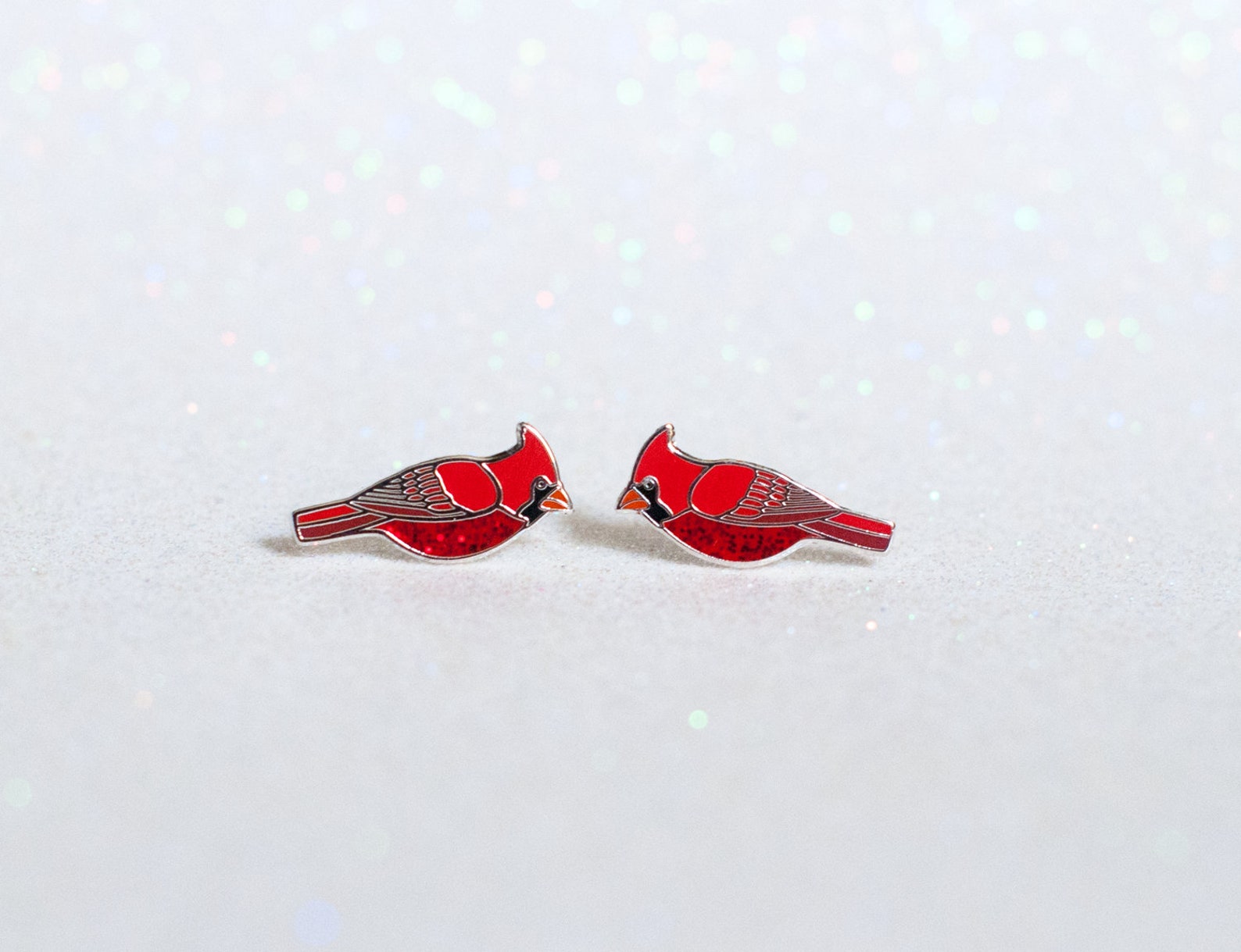 Cardinal Earrings Enamel Jewelry Stud Earrings Song Bird - Etsy