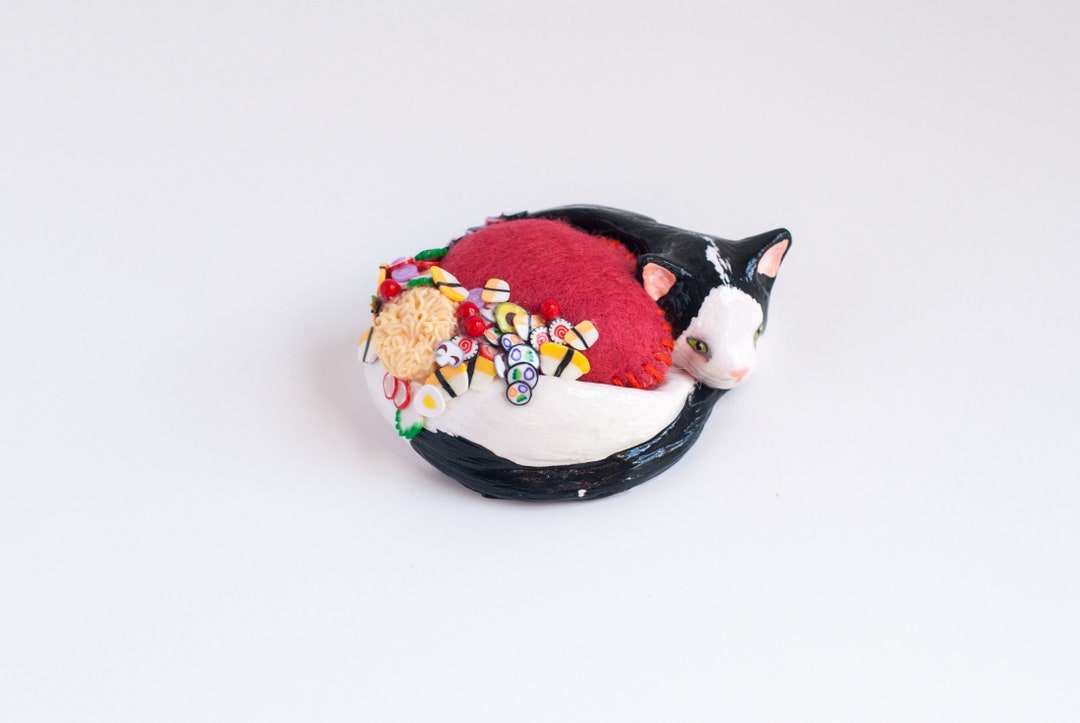 Yoshi the Cat Pin Cushion | Japanese Cuisine | Cat Sculpture | Sewing ...