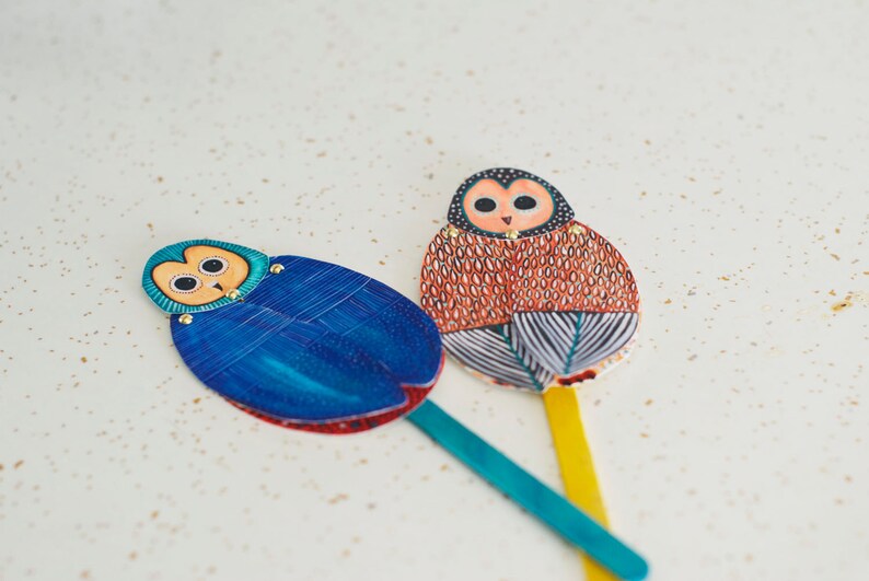DIY Set of 2 Owl Articulated Dolls / Owl Puppet / DIGITAL - Etsy