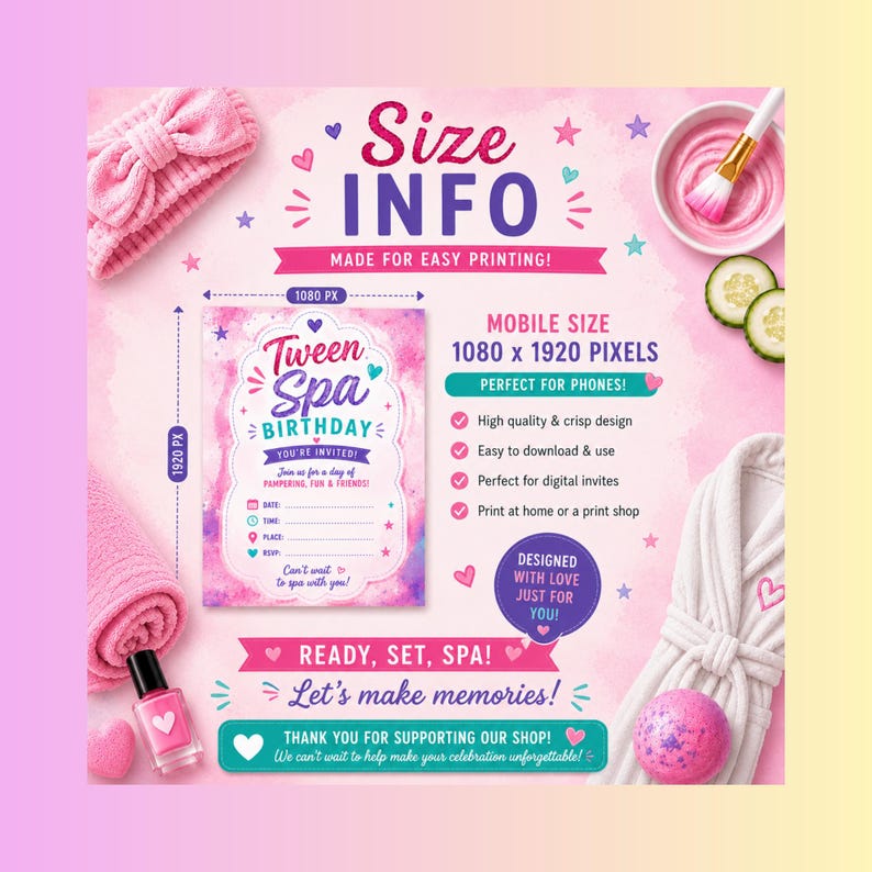Tween Spa Birthday Invitation Canva Template Girls Sleepover Editable ...