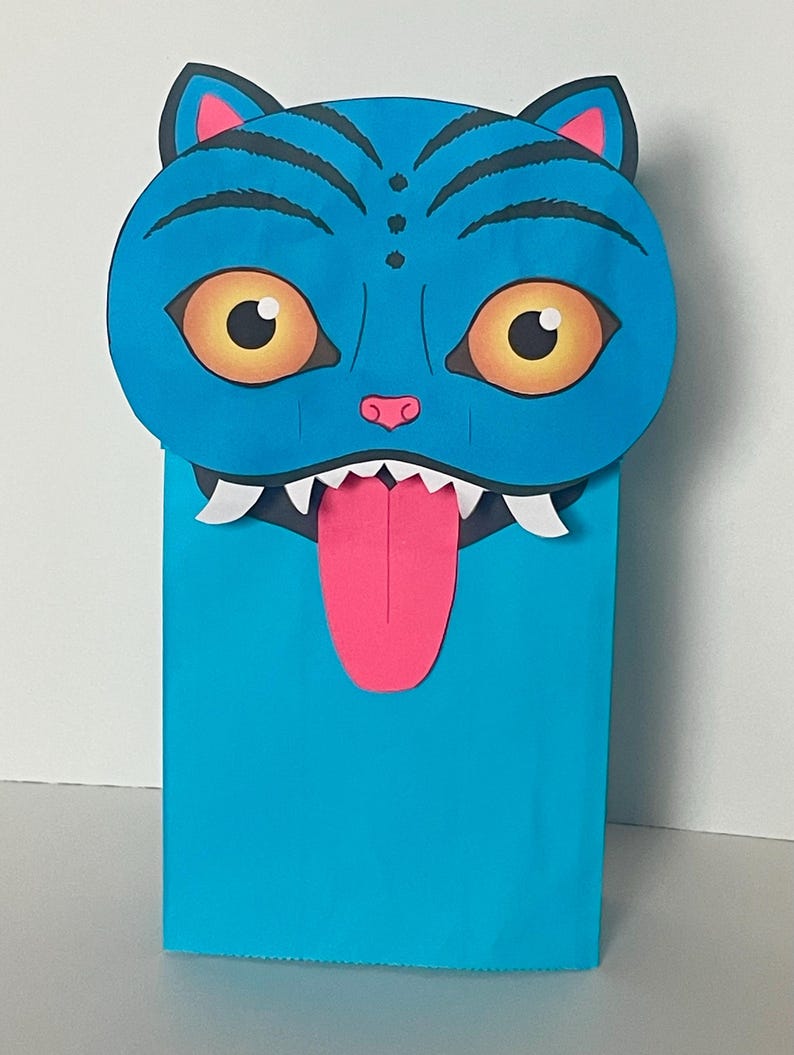 Blue Tiger Paper Bag Puppet ***DIGITAL DOWNLOAD ONLY*** +bonus Polar ...