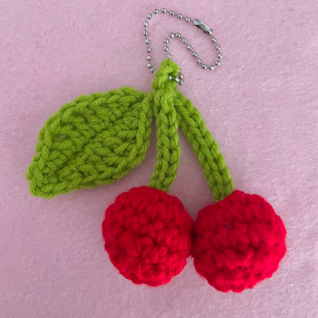 Chunky Cherries Crochet Keychain - Etsy