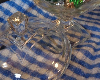 Vintage Clear Glass Footed Triangle Candy Dish - Etsy