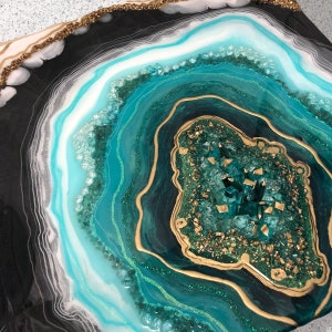 Geode Wall Art for Living Room Geode Painting Abstract Art Green Entry ...
