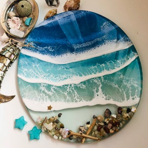 Glass Beach Tray, Resin Beach Glass Tray, Driftwood Beach Tray, Glass ...