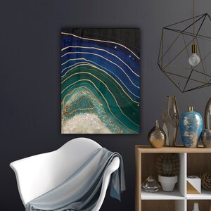 Modern Resin Blue Geode Blue and Green Geode Modern Golden - Etsy