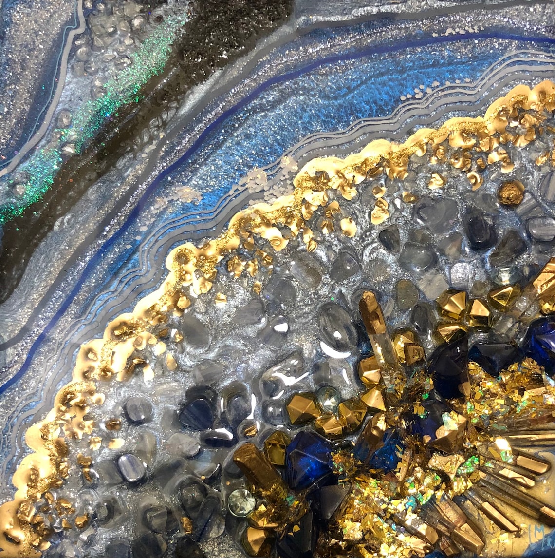 Resin Geode Wall Art Geode Painting Blue and Black Geode - Etsy
