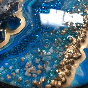 Blue Resin Geode Wall Art: Modern Black Series, Crystal Inspiration - Etsy
