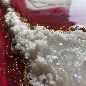 Red White and Gold Geode Wall Art, Quartz Crystal Wall Art Geode ...