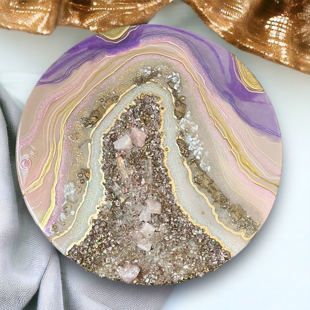 Pink Quartz Resin Geode Wall Art for Entryway Crystal Decor for Living ...