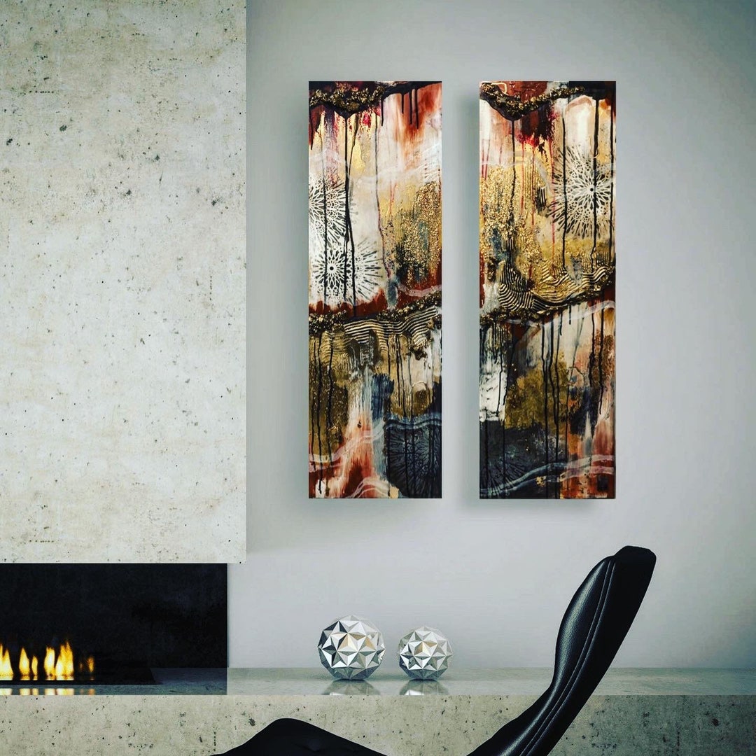 Textured Wall Art Set, Abstract Wall Art, 2 Panel Abstract Art Set ...