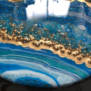 Blue Resin Geode Wall Art: Modern Black Series, Crystal Inspiration - Etsy