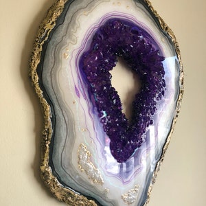 Freeform Amethyst Geode Wall Art Amethyst Resin Painting for Living ...