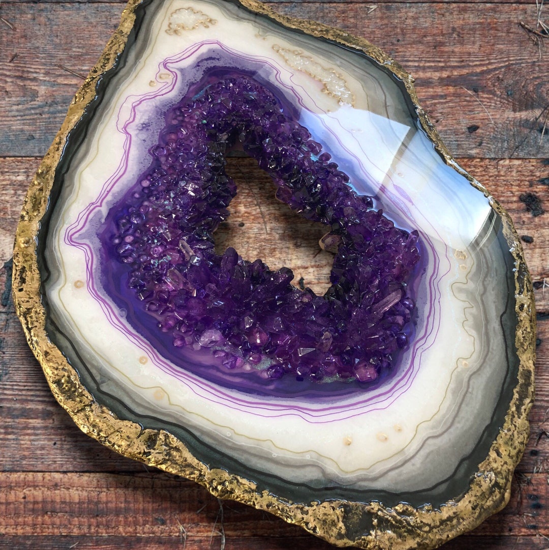 Freeform Amethyst Geode Wall Art Amethyst Resin Painting for Living ...