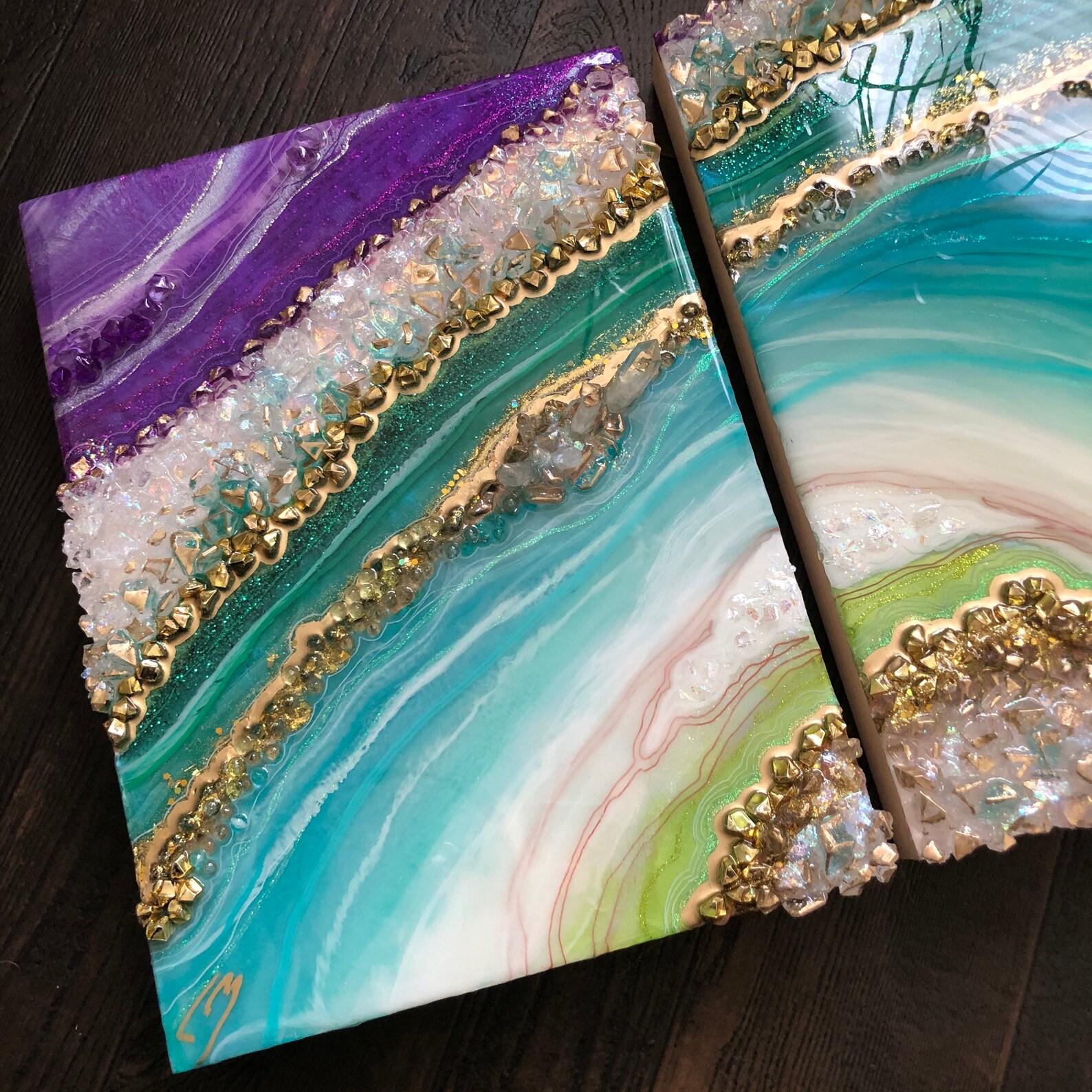 Purple Resin Geode Mermaid Geode Art Abstract Resin Art | Etsy