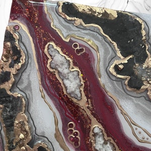 Red White and Gold Geode Wall Art, Quartz Crystal Wall Art Geode ...