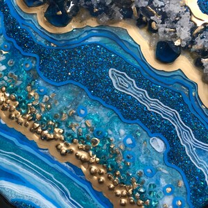 Blue Resin Geode Wall Art: Modern Black Series, Crystal Inspiration - Etsy