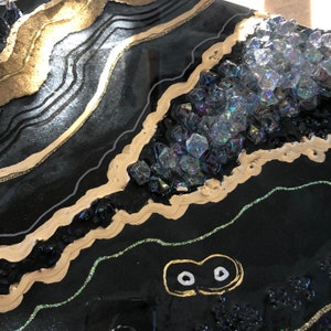 Modern Black and Gold Geode, Black Quartz Wall Art, Resin Geode ...