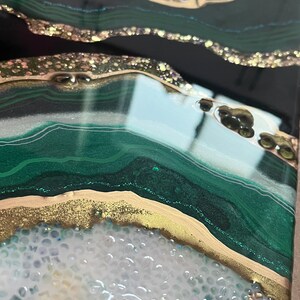 Emerald Green Geode Painting 16 X 20 Resin Geode Painting Green Resin ...