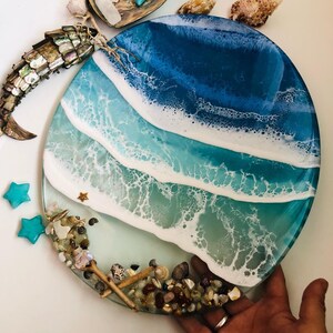 Glass Beach Tray, Resin Beach Glass Tray, Driftwood Beach Tray, Glass ...