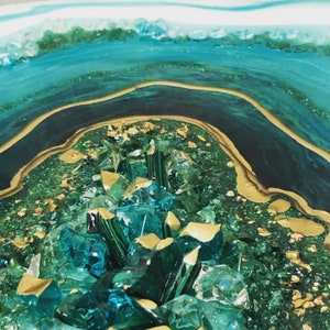 Geode Wall Art for Living Room Geode Painting Abstract Art Green Entry ...