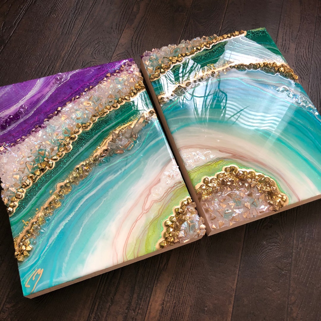Purple Resin Geode | Mermaid Geode Art | Abstract Resin Art | Crystal ...