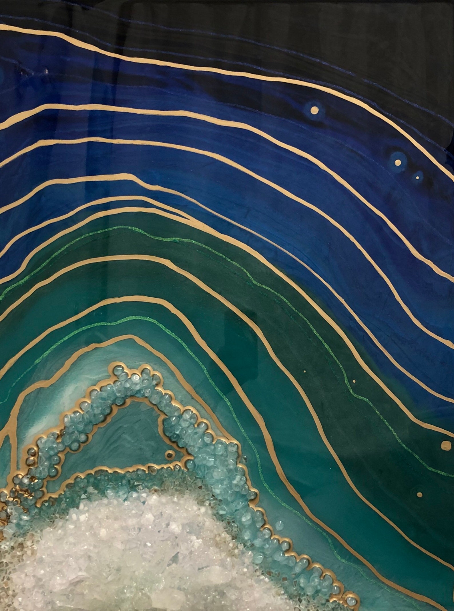 Modern Resin Blue Geode Blue and Green Geode Modern Golden - Etsy