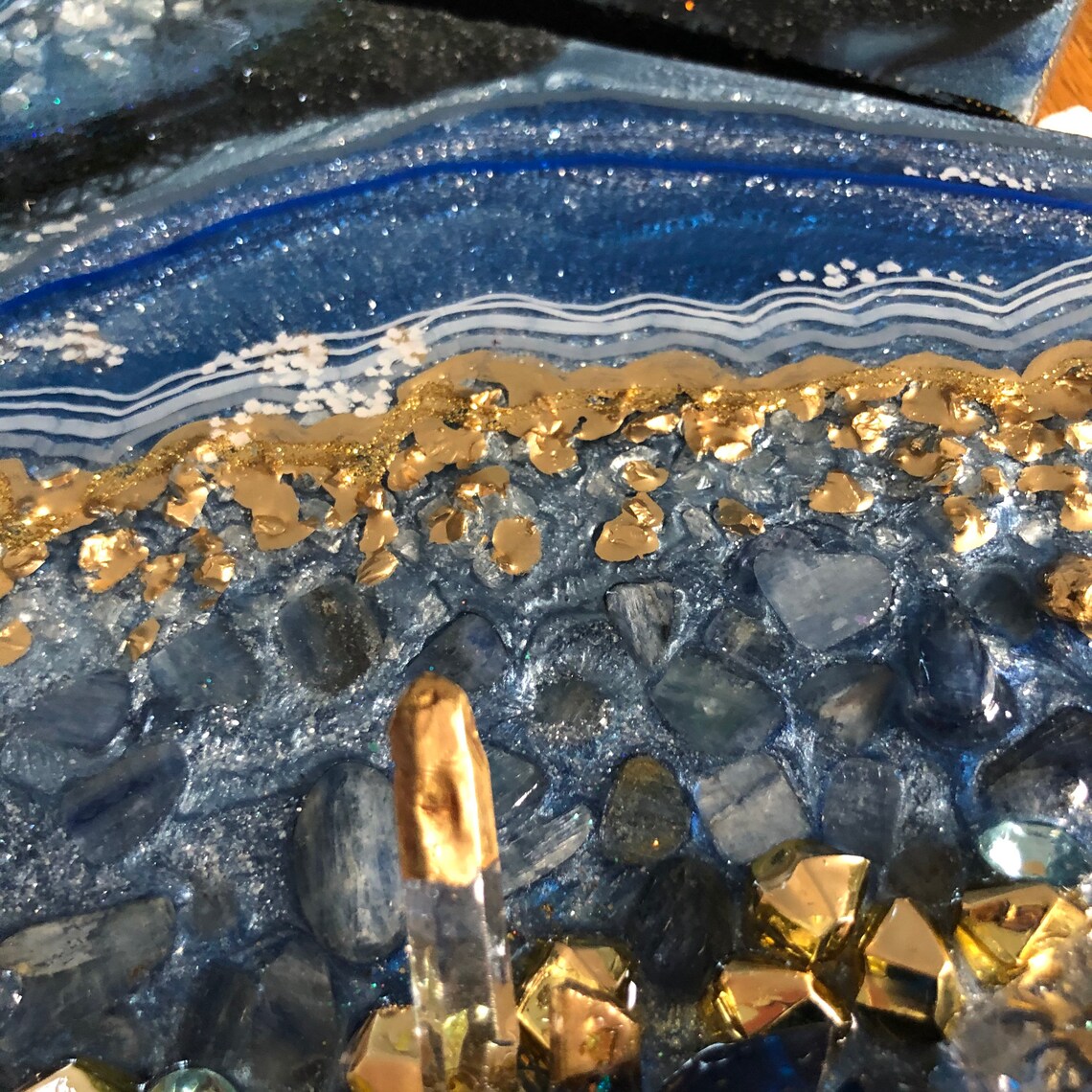 Resin Geode Wall Art Geode Painting Blue and Black Geode - Etsy