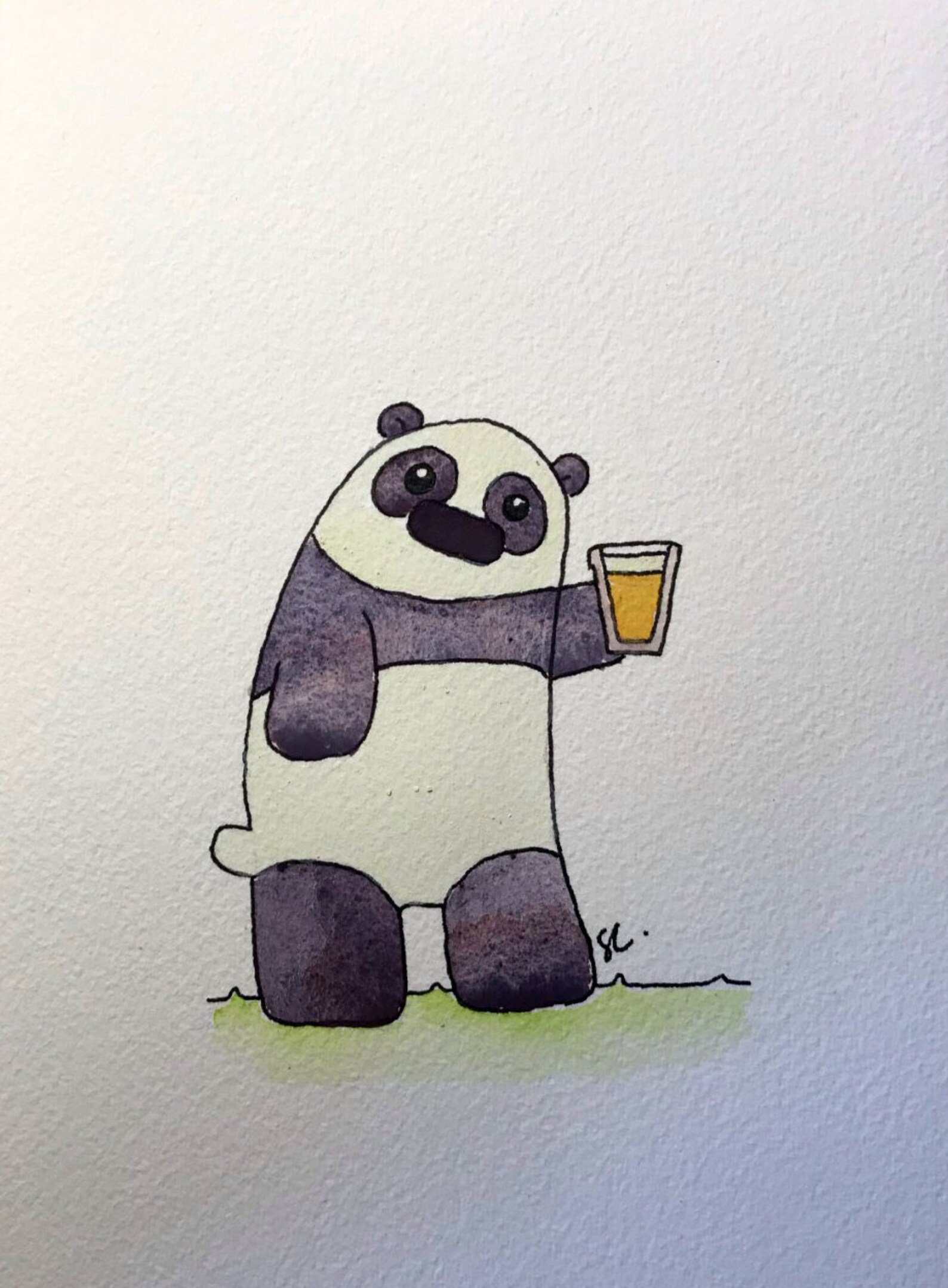 A5 Panda Drinking Beer - Etsy