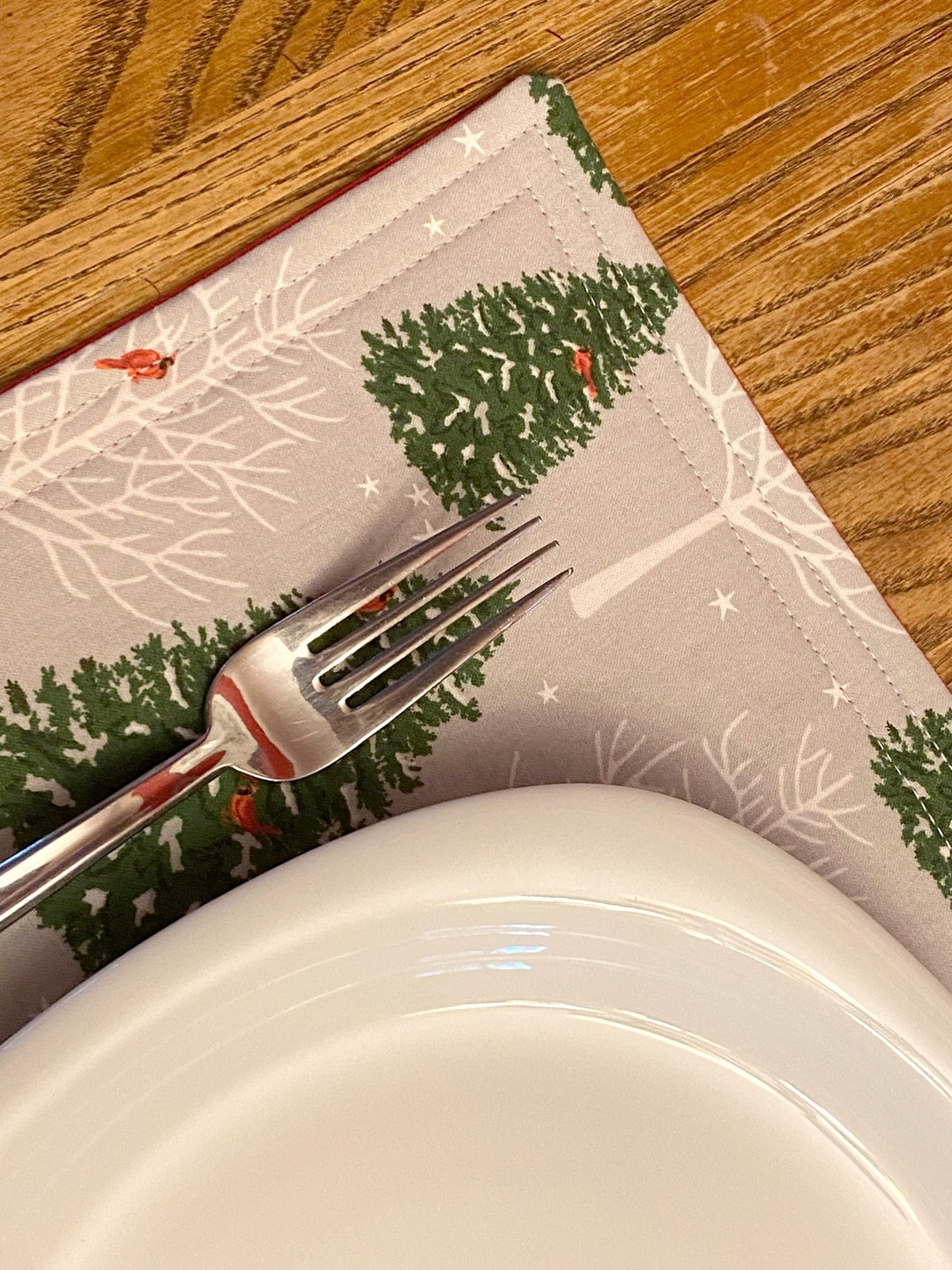 Winter Placemat, Cardinal Placemat, Christmas Pine Tree Placemat - Etsy