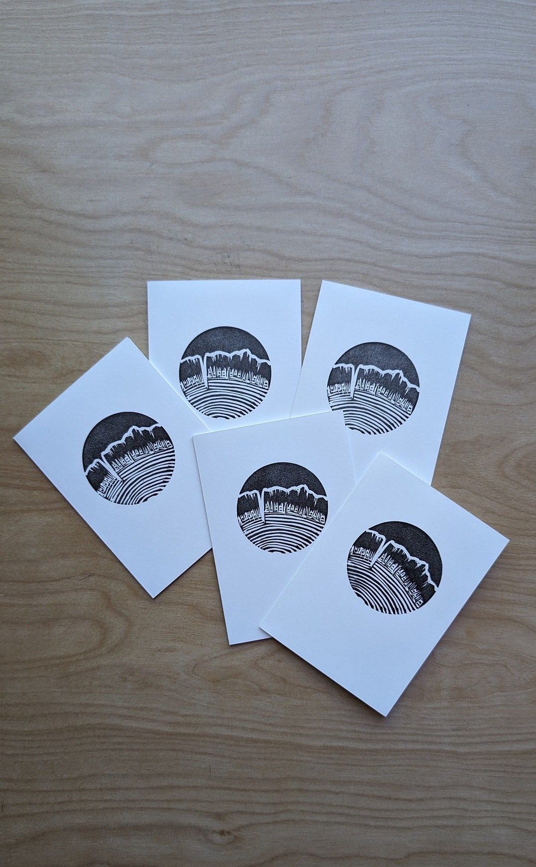 Tree Rings Block Print Card Set of 5 3.25x4.5 - Etsy