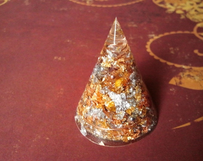Orgone Gold Silver & Copper Flakes Cone Quartz Crystal - Etsy