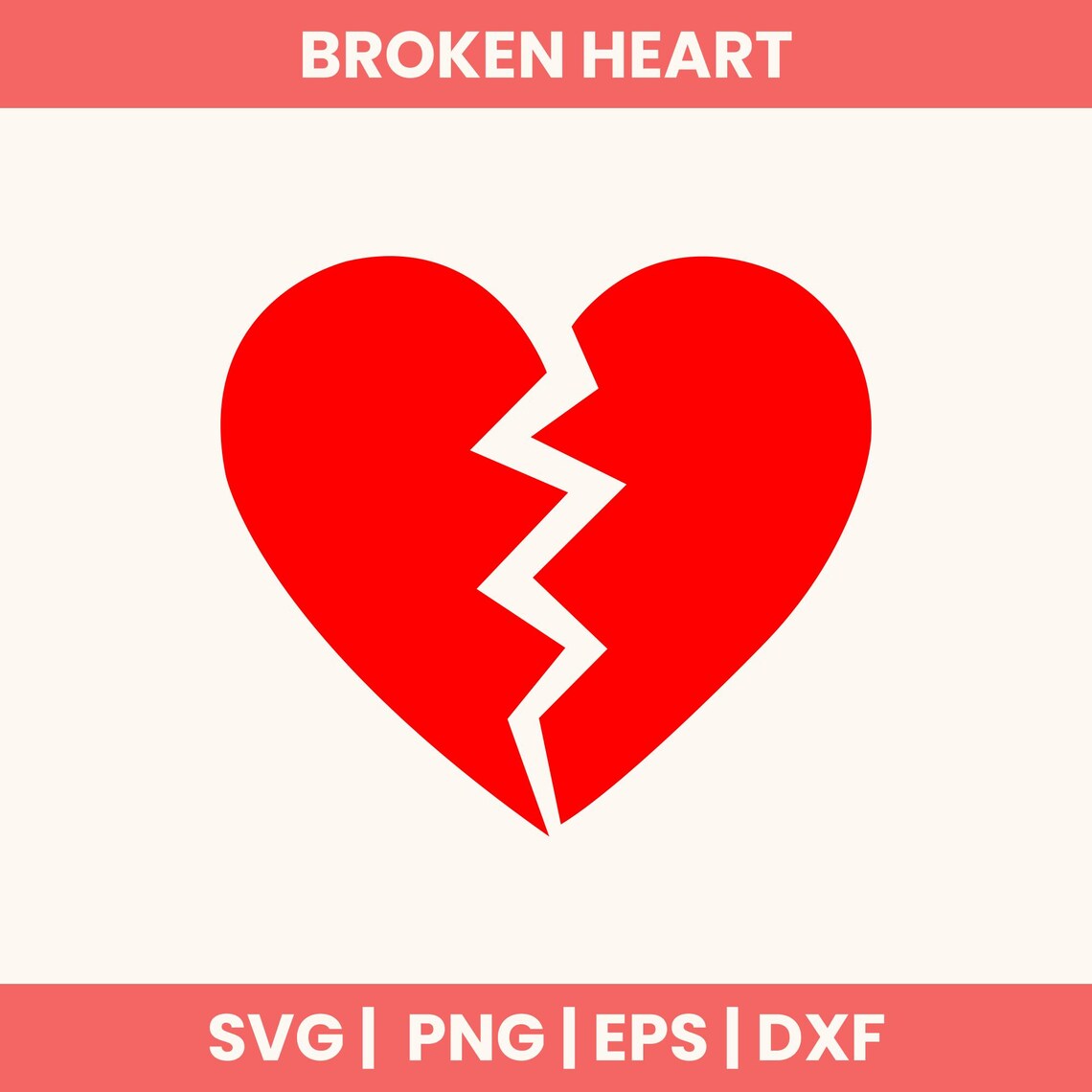 Red Broken Heart SVG, Emotional Support Cut File (digital Download) - Etsy