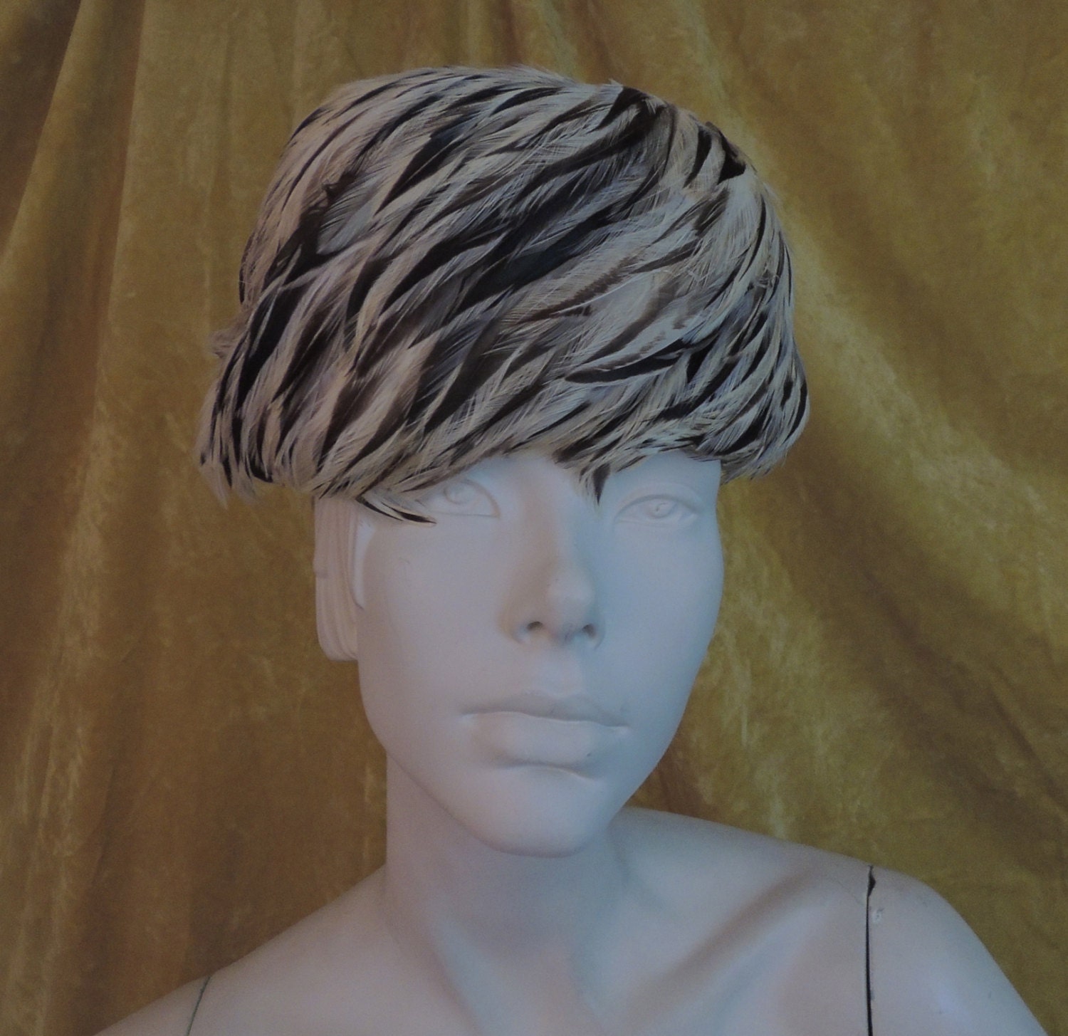 Andre Denis Paris Feather Hat/vintage Feather Hat 1960s/cream Brown ...