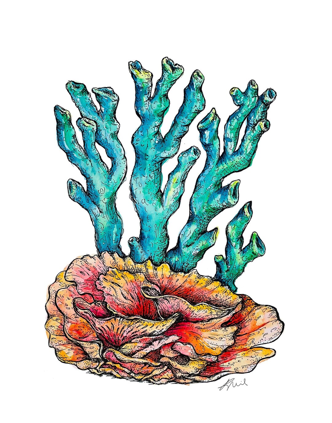 Corals II // Digital Download Print // Artista Canadiense // - Etsy México
