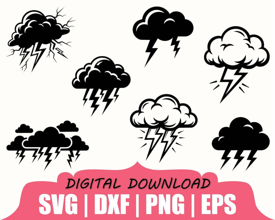 Lightning Cloud Svg, Dxf, Png - Etsy UK