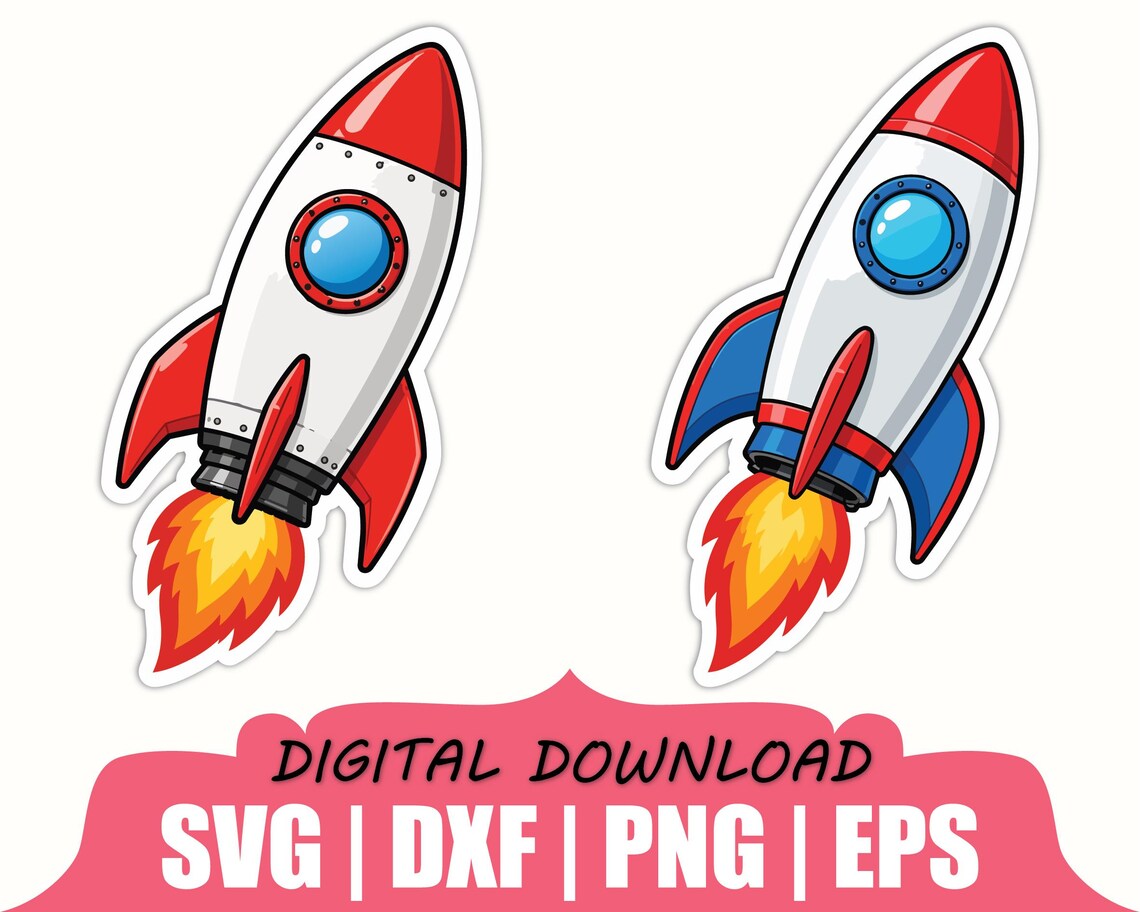 Space Rocket Sticker Svg, Dxf, Png - Etsy
