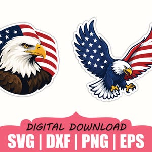 Patriotic Bald Eagle Sticker Svg, Dxf, Png - Etsy UK