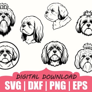 Shih Tzu Dog Head Silhouette, Svg, Dxf, Png - Etsy