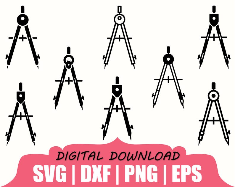Drawing Compass Silhouette, Svg, Dxf, Png - Etsy