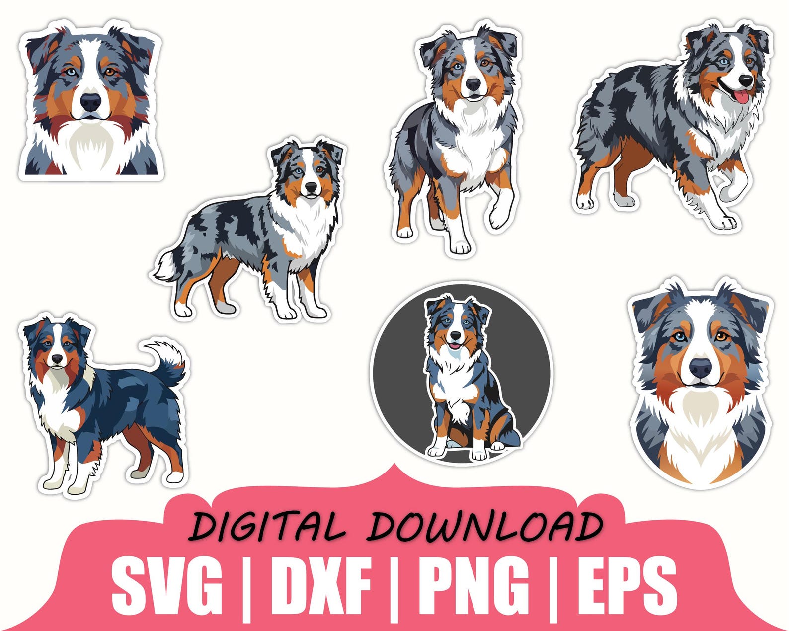 Australian Shepherd Dog Sticker Svg, Dxf, Png - Etsy