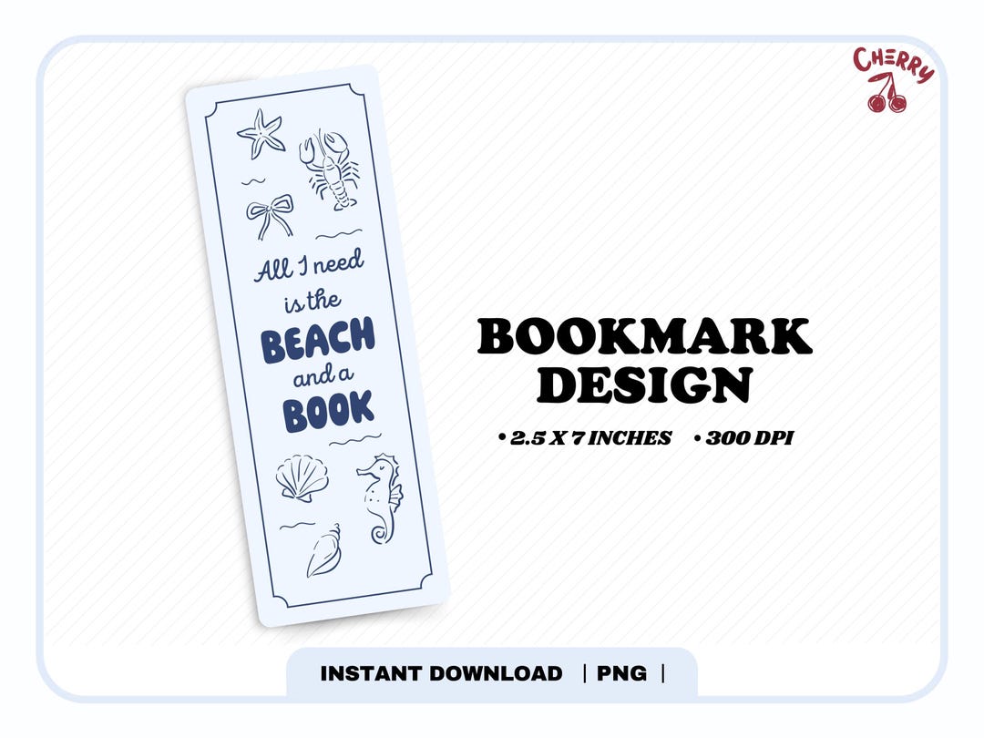 Beach and Book Bookmark PNG, Cute Trendy Aesthetic Summer Beach Read ...