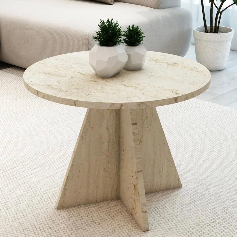 Modern Round Coffee Table 60 Cm Scandinavian Minimalist Living Room ...